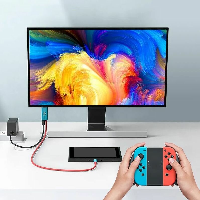 Док станция для Nintendo Switch, переходник Type-C HUB - USB 3.0, HDMI Для подключения к монитору и телевизору.
