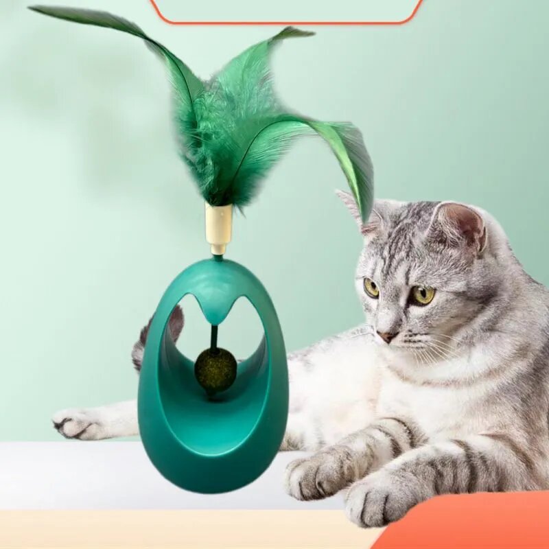 Игрушка-неваляшка для кошек с кошачьей мятой и перьями, 3 цвета