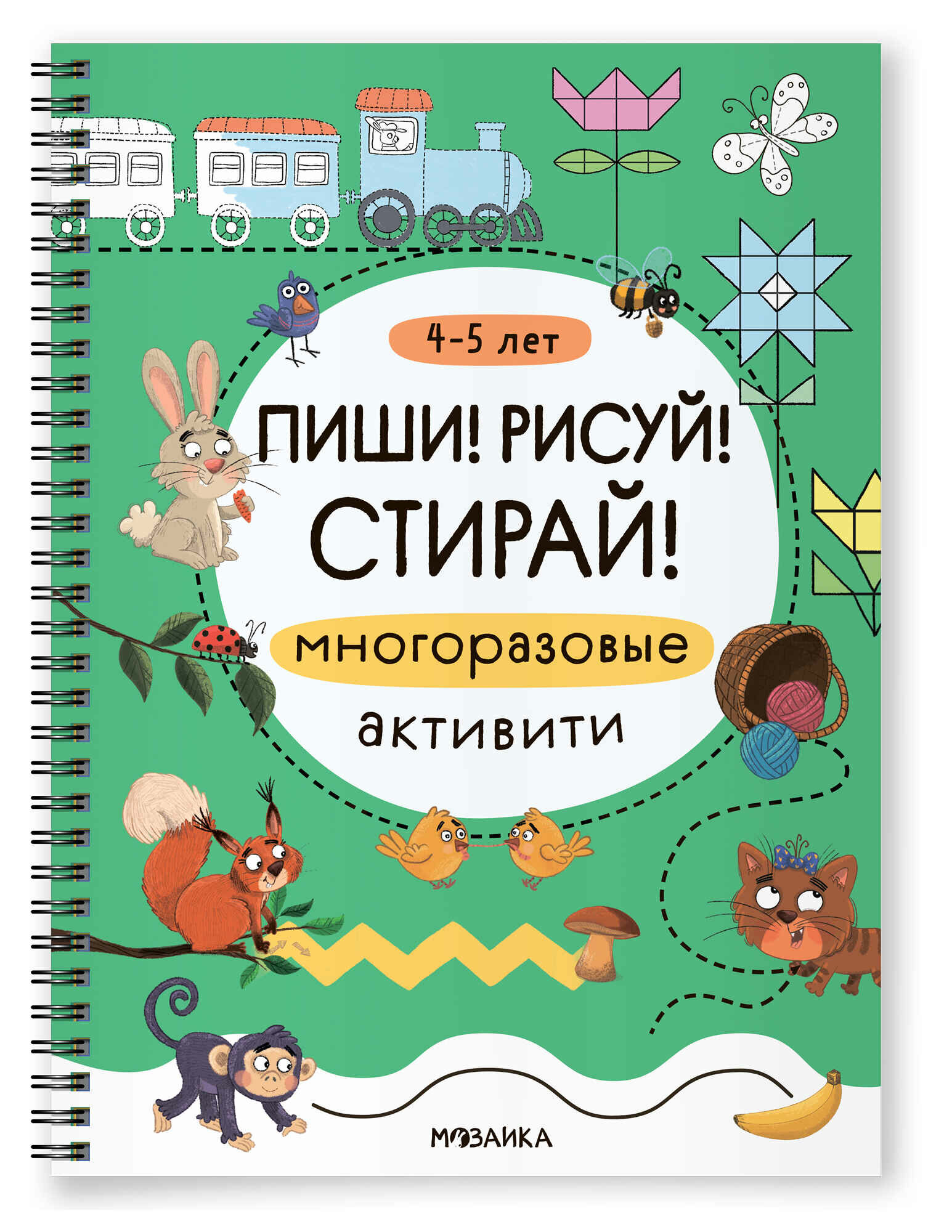 Книга "Пиши! Рисуй! Стирай! Многоразовые активити 4-5 лет", издательство Мозаика Kids