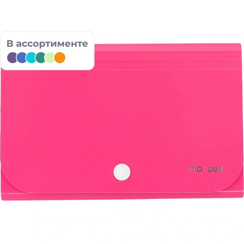 Папка органайзер Vivid на кнопке горизонтА6 12отдел РР 0,6мм ассортимE5561