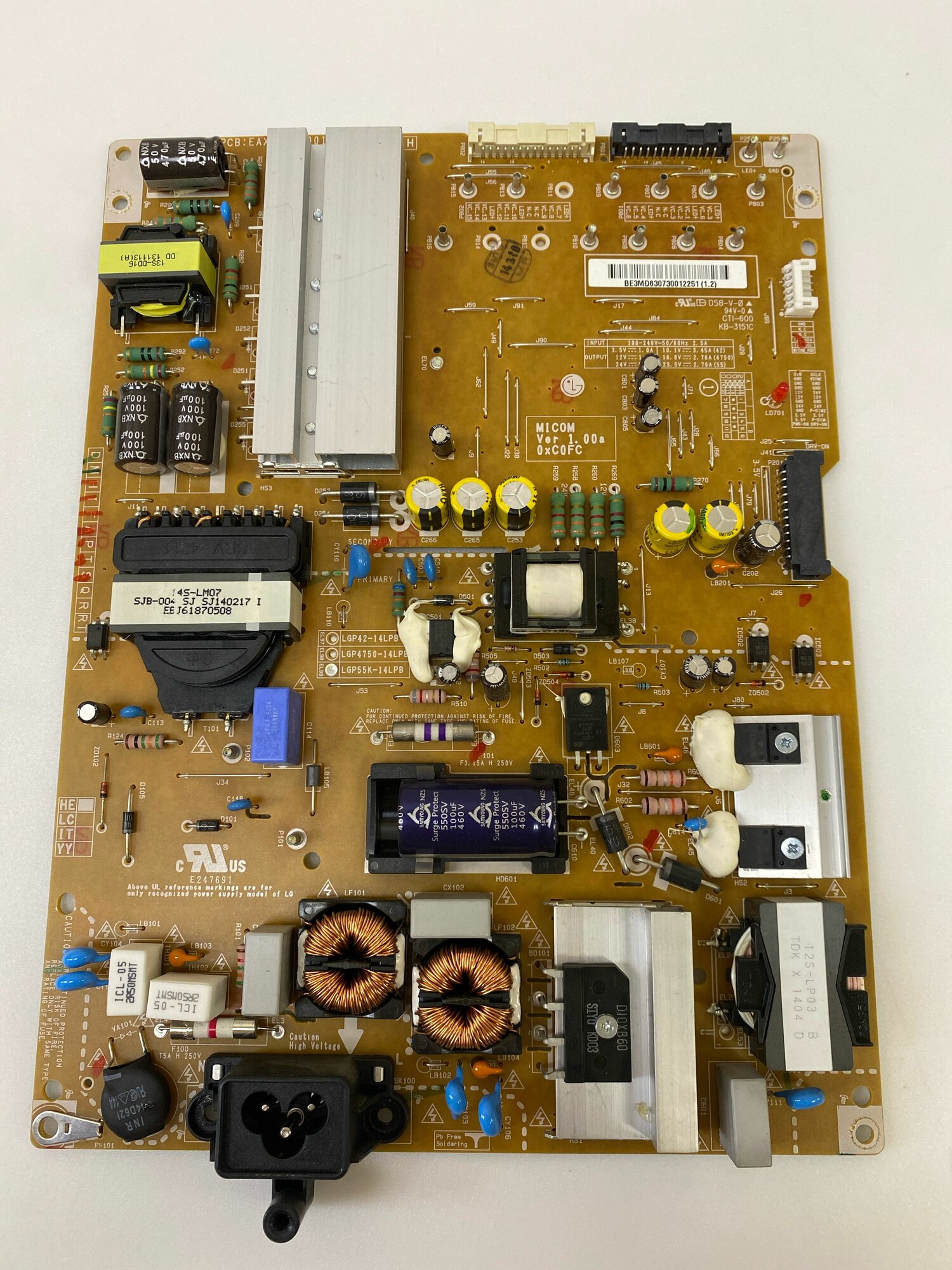 Блок питания (PCB: EAX65424001 (2.3)), для телевизора LG 55LB730V-ZD P:6870S-1723A