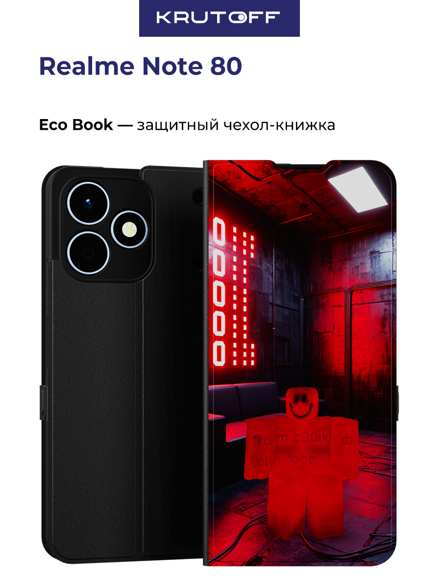 Чехол-книжка Krutoff Eco Book для Realme Note 80 Roblox-Форсакен Кулкид (Forsaken C00lkidd) (черный)
