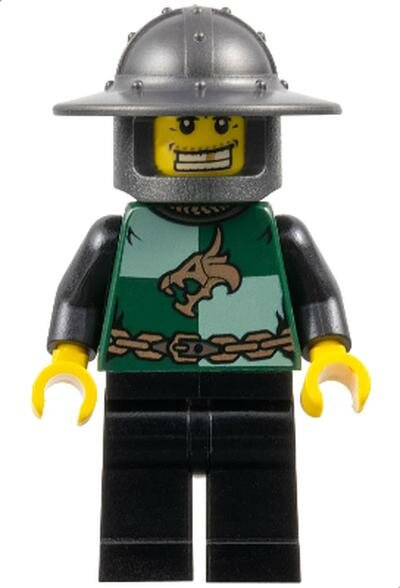 Минифигурка Lego cas487 Kingdoms - Dragon Knight Quarters, Helmet with Broad Brim, Gold Tooth