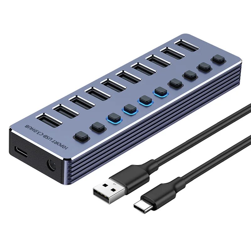 KEBIDU USB 3.0 концентратор 10 портов алюминиевый