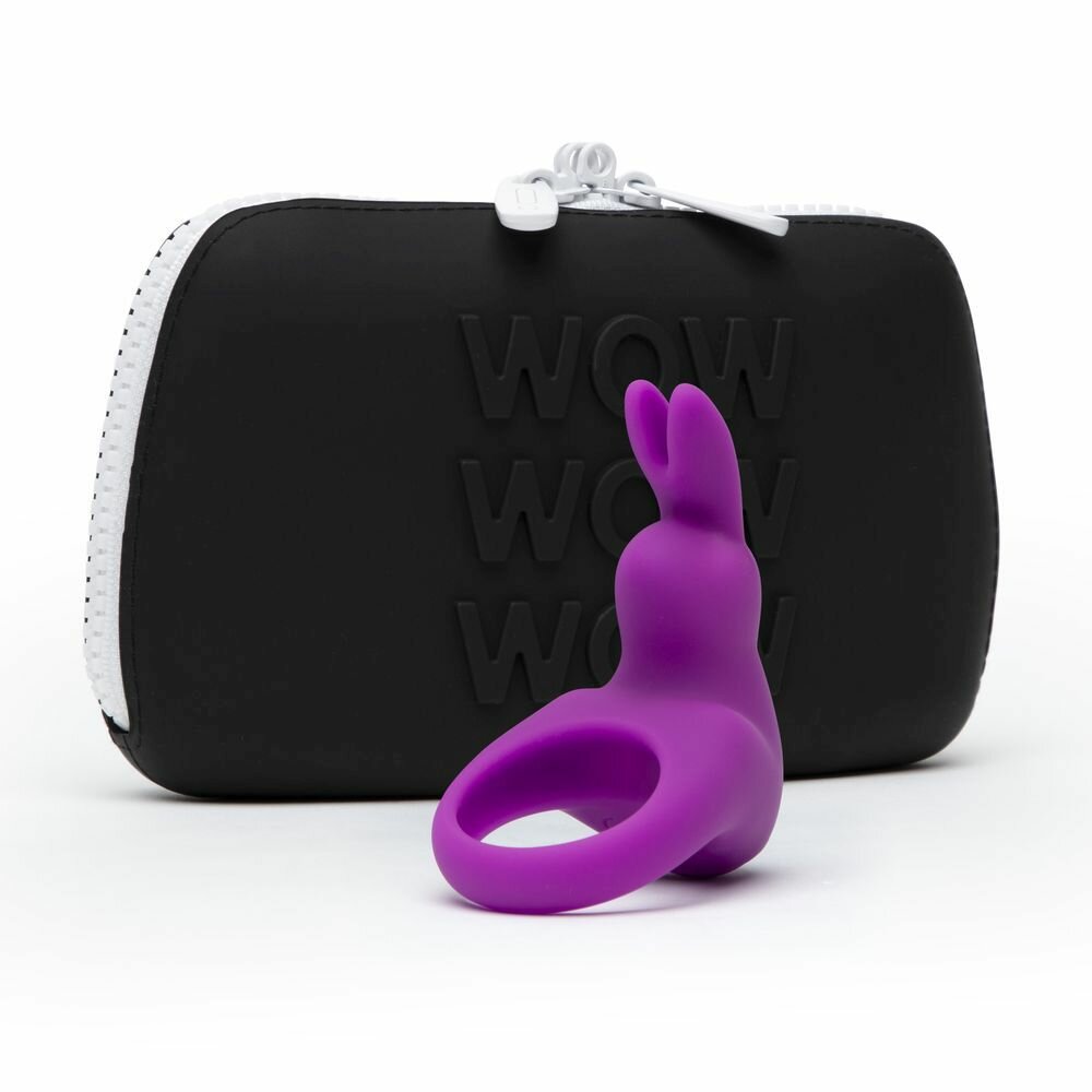 Виброкольцо Happy Rabbit с кроличьими ушками, фиолетовое, силикон
