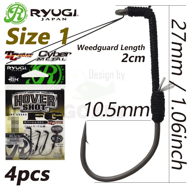 SASAME RYUGI Hover Shot Крюк для рыбалки R0001 Size 1 4pcs