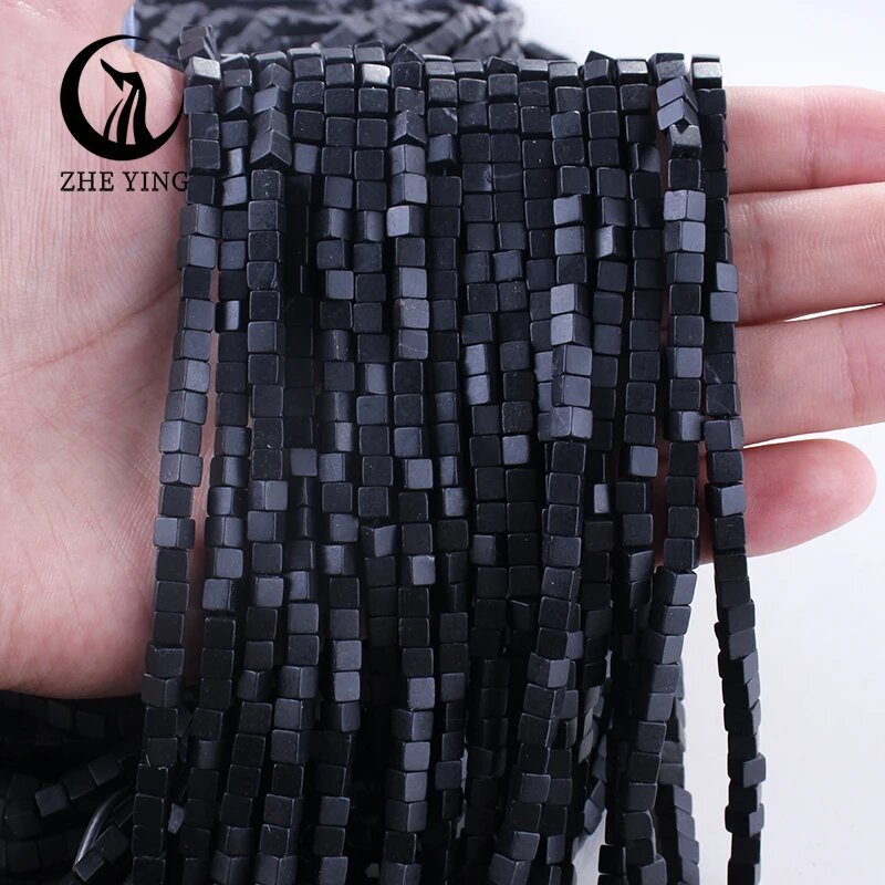 Каменные бусины Zhe Ying 4 мм квадратные Черный, 13Black Obsidian