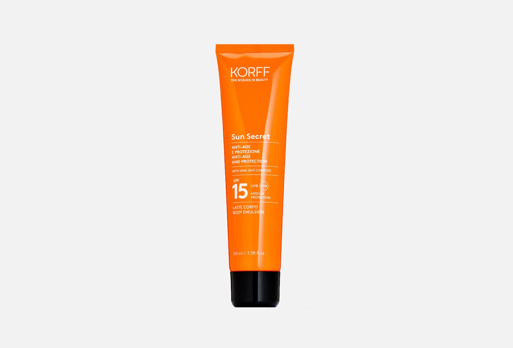 KORFF Sun Secret ANTI-AGE AND PROTECTION BODY EMULSION Солнцезащитная эмульсия для тела SPF 15 100мл