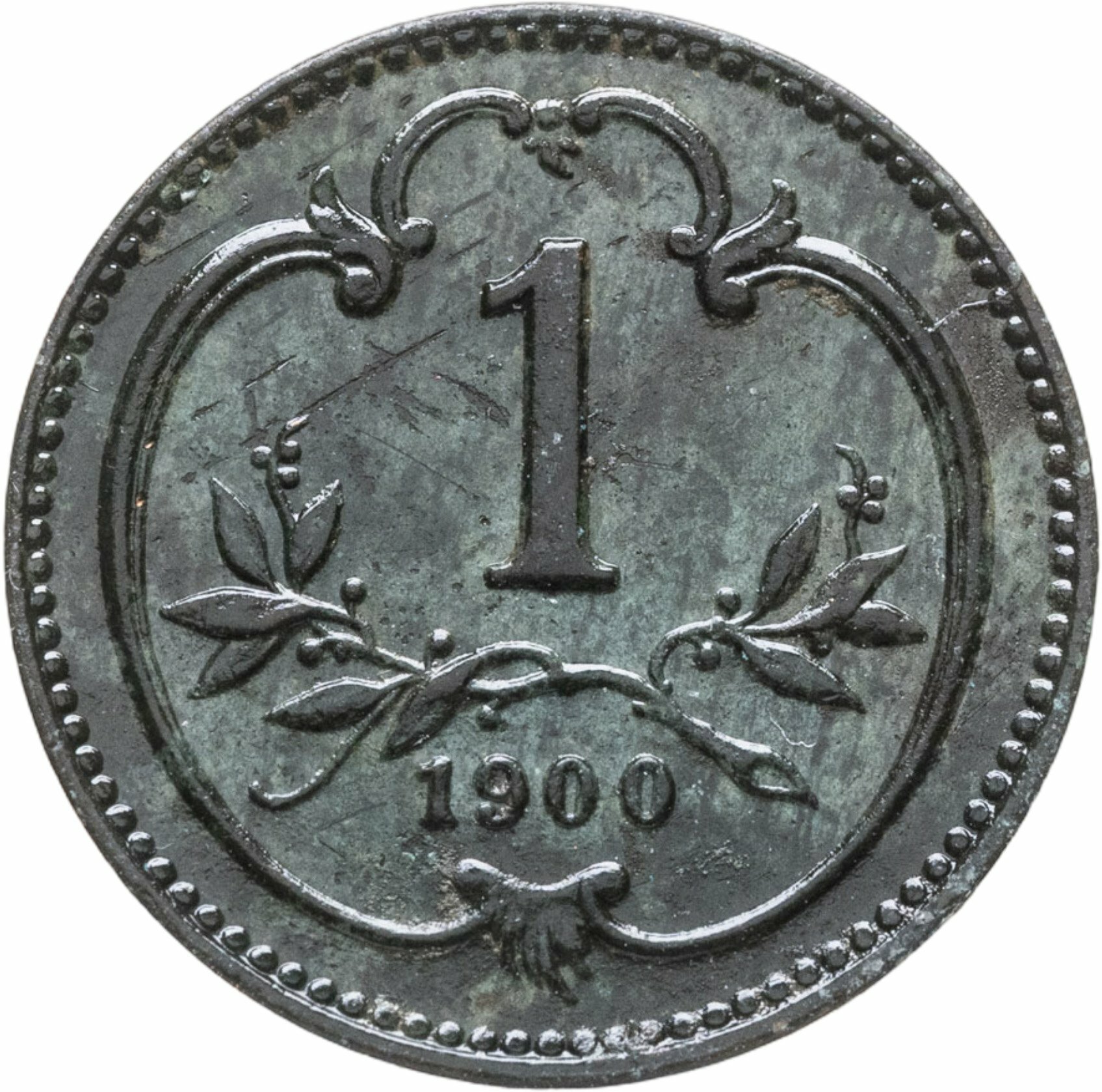 Австрия 1 геллер heller 1900, Бронза, в сохранности XF