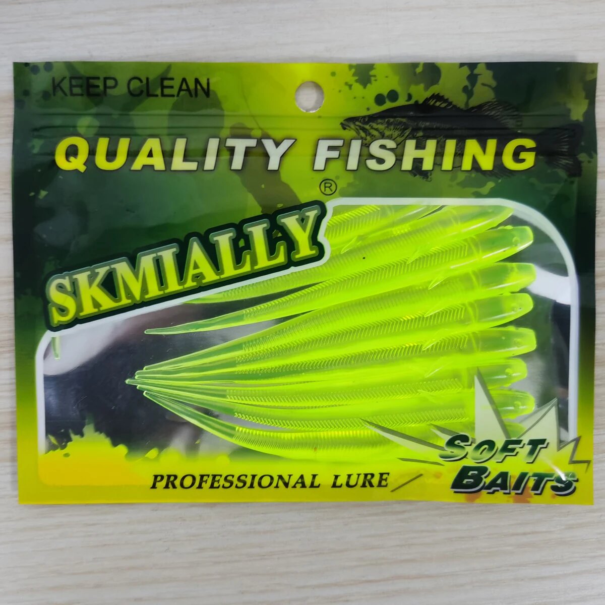 Приманки SKMIALLY Soft Baits, зеленые и желтые