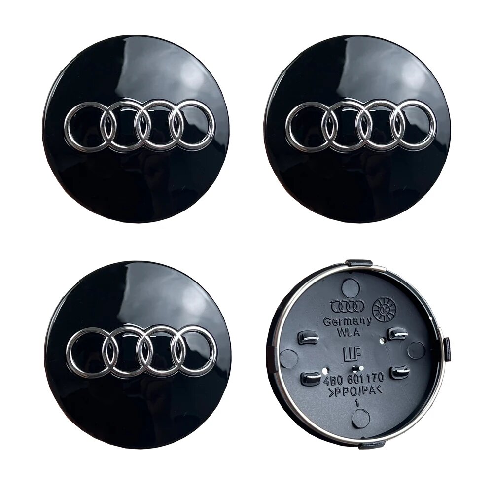 Комплект Из 4 Колпачков Для Колес Audi, Совместимых С Q3, Q4, Q5, Q7, S3, S4, 60mm Black-4B060117