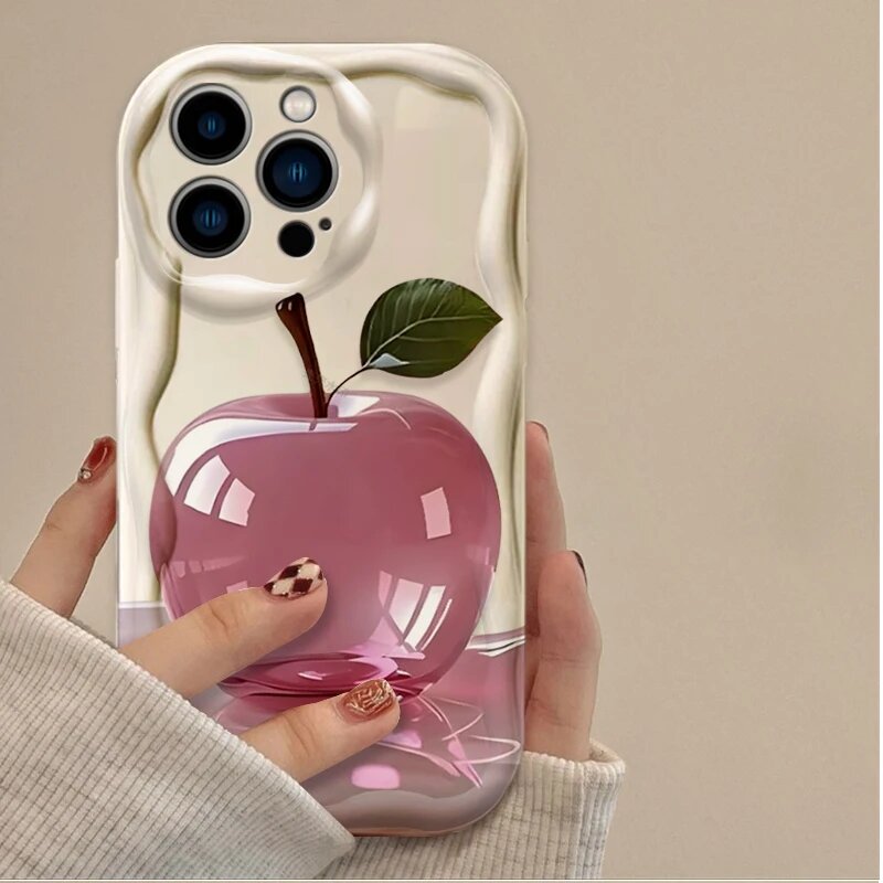 Прозрачный чехол Green Apple Advanced Cold Atmosphere с 3D-волнообразным iPhone17, White-YYDSN6148