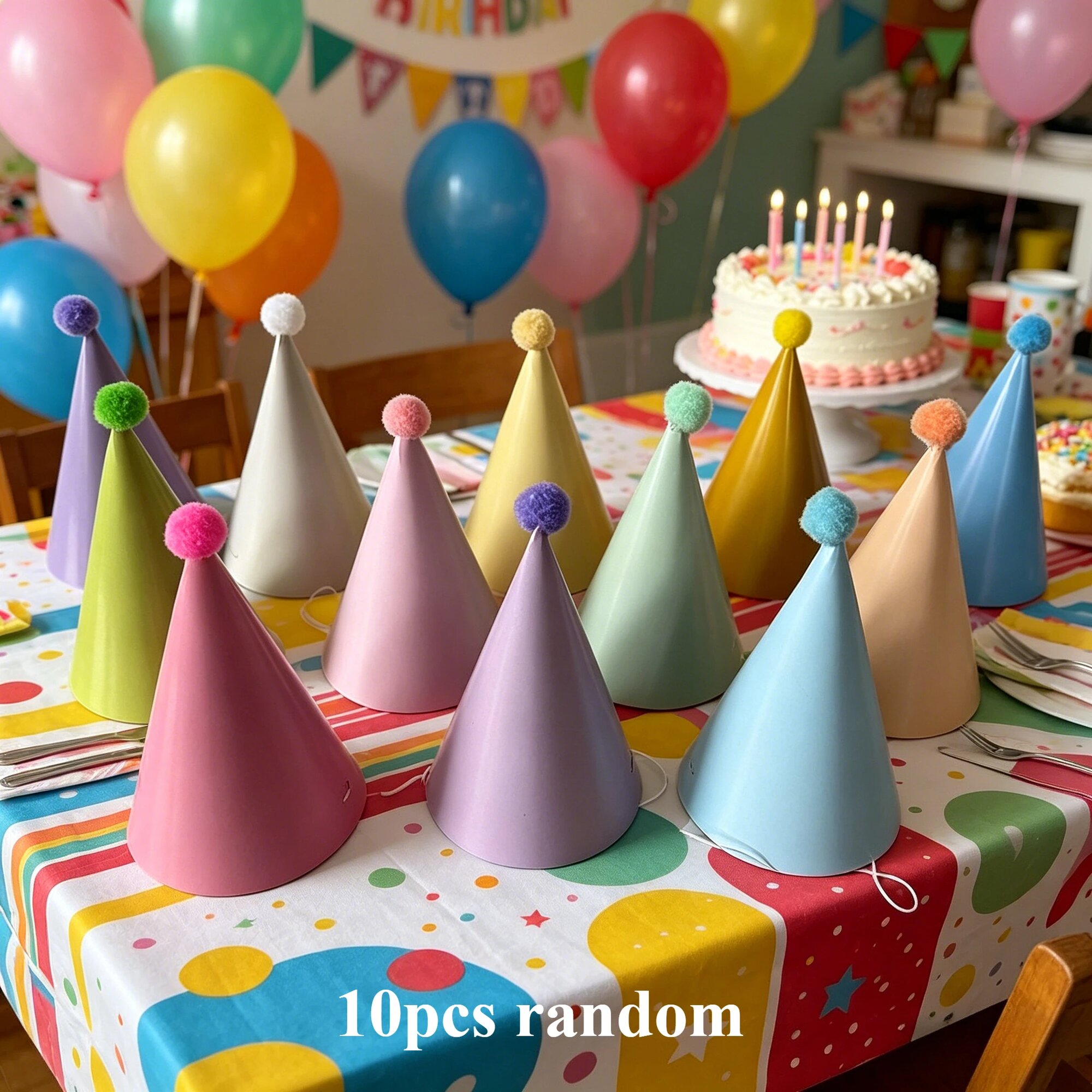 Радужные праздничные шляпы макаронного стиля 10pcs random