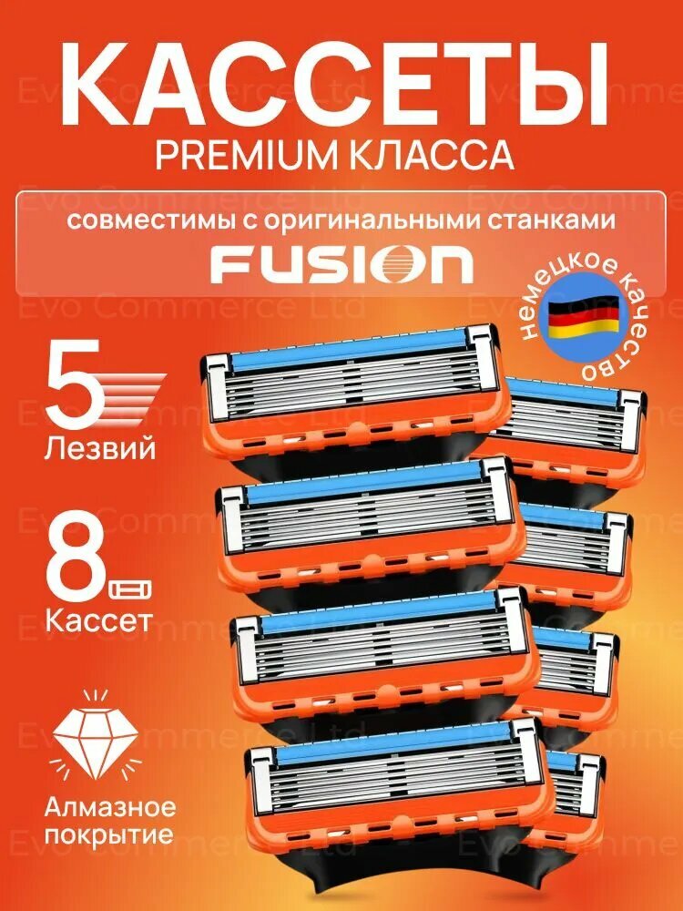 Лезвия Кассеты для бритья мужские 8 шт / Сменные кассеты с 5 лезвиями для бритья мужские