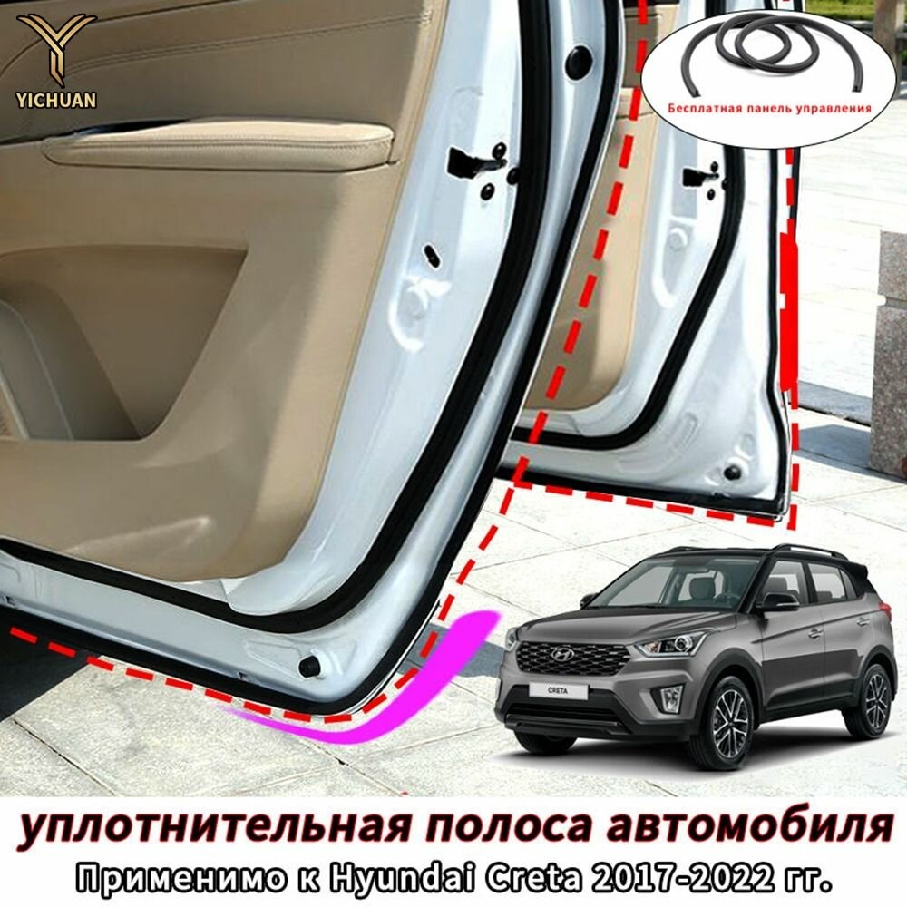 Полный набор автомобильных звукоизоляционных дверных уплотнителей и звукоизоляционных аксессуаров из толстых полос подходит для Hyundai Creta 2017-2022 гг.