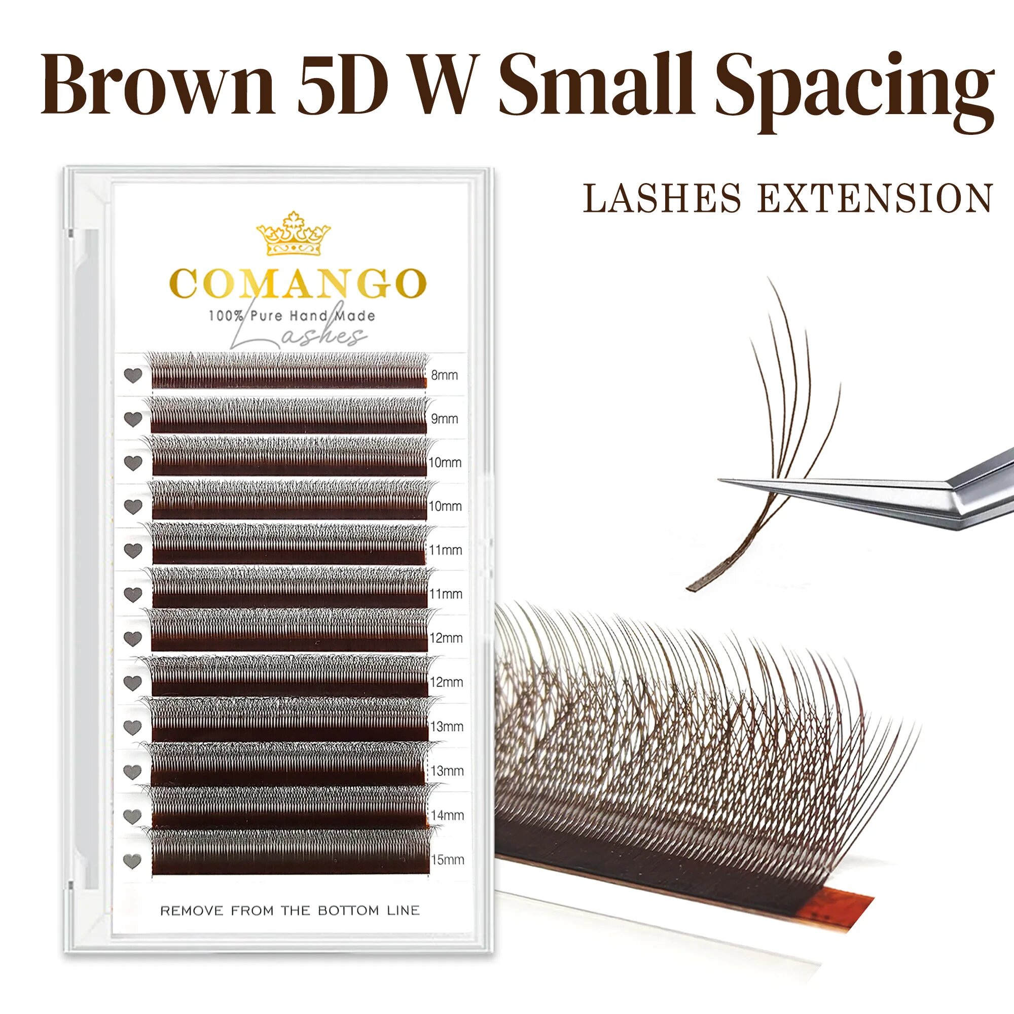 CoMango коричневые 3D/4D/5D W-образные накладные ресницы C, Mix 8-15mm, 5D-W