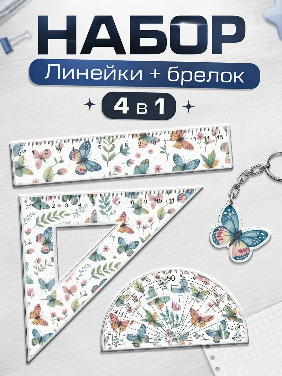 Набор линеек для школьника бабочки