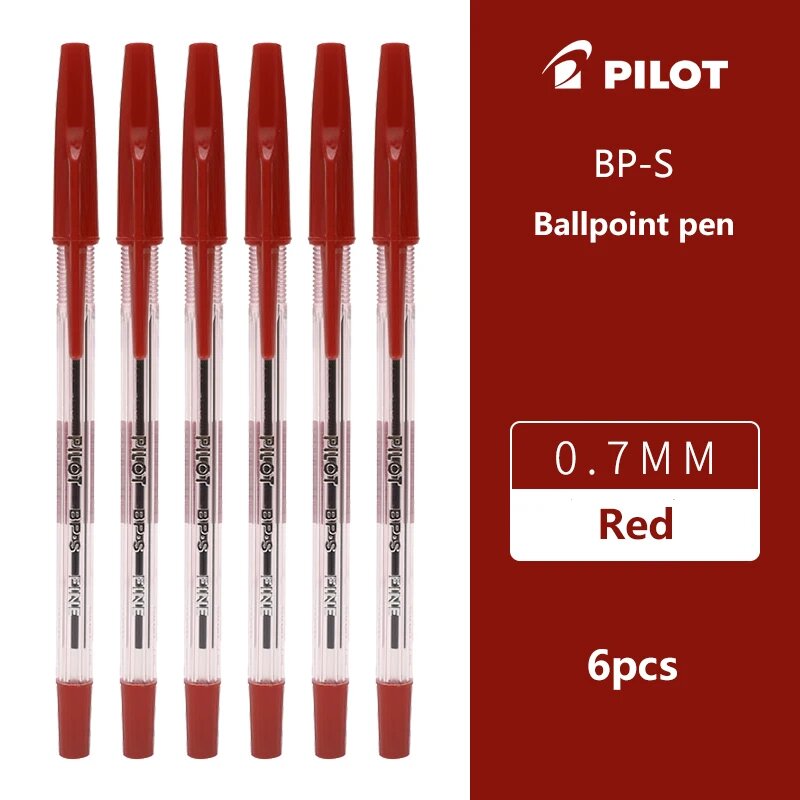 Шариковые ручки PILOT BP-SF 0,7 мм 6/12 шт. Красный, 6pcs red