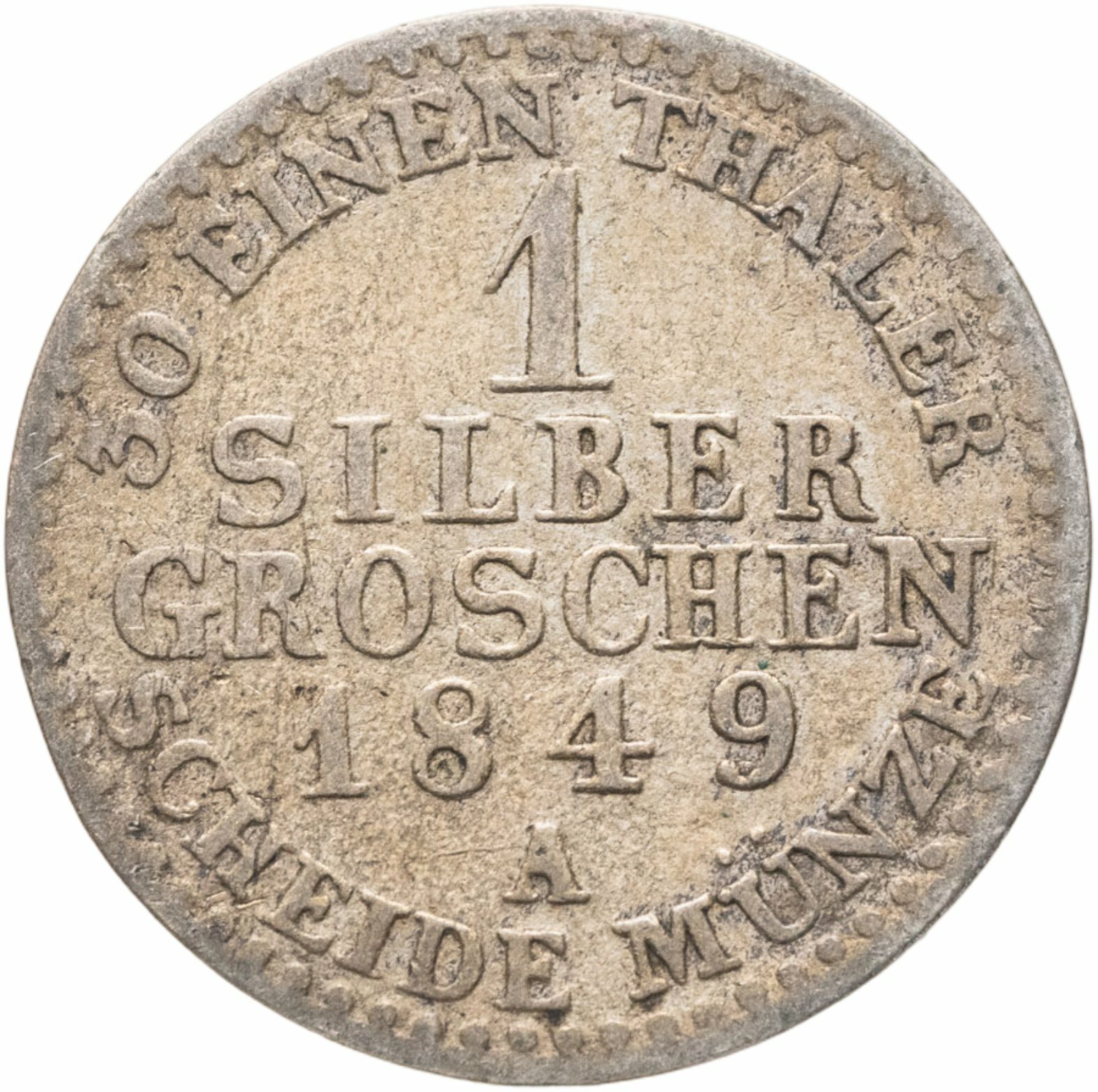 Германия, Пруссия 1 грош groschen 1849, Серебро 220, в сохранности F