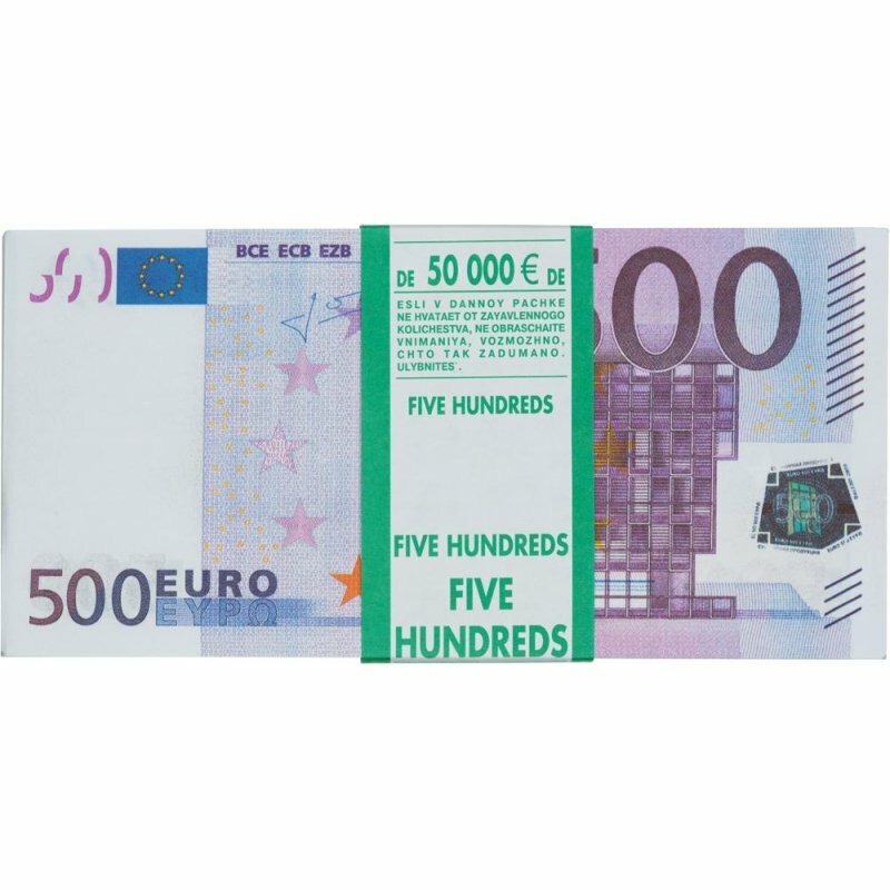 Сувенирные деньги 500 евро, 1 пачка, Банк приколов