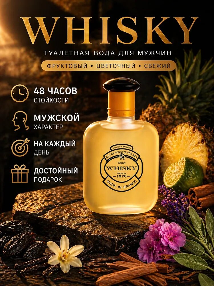 Туалетная вода мужская стойкая 100 мл, духи мужские Виски Whiskyii (парфюм для мужчин)