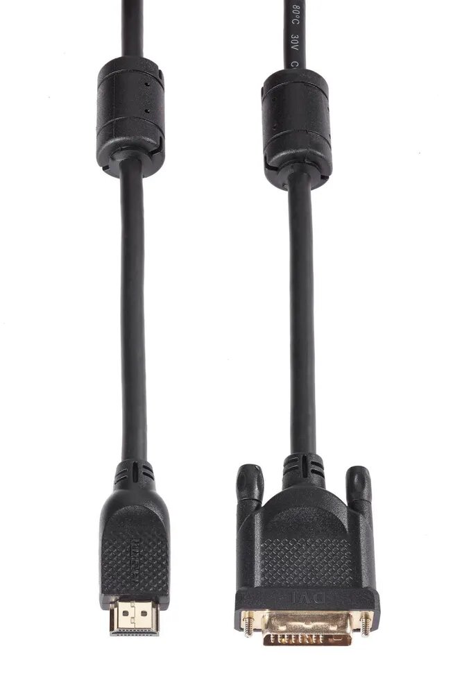 Кабель HDMI DVI-D (M/M) VCOM 1.8 метра HDTV 1080p 60Hz 2 ферритовых фильтра провод медь (CG484GD-1.8M)