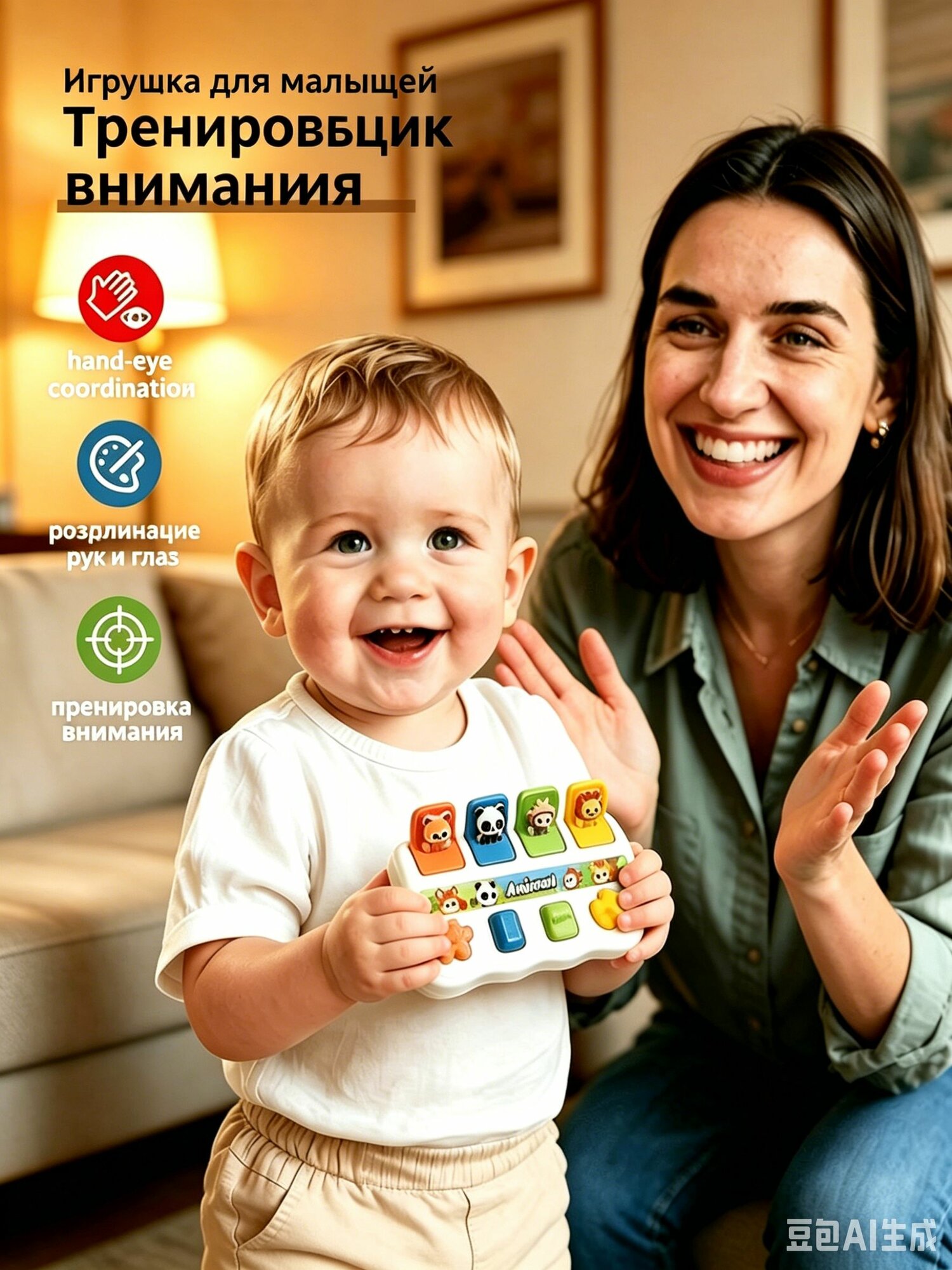 Игрушка с выскакивающими кнопками, прятки для детей, развитие моторики