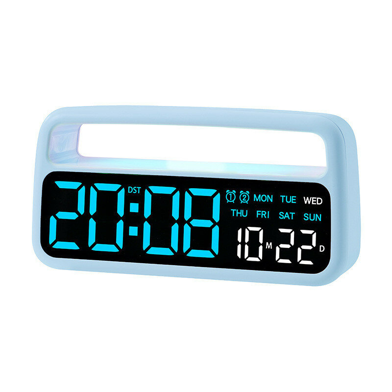 Led digital alarm clock with date and lighting for bedroom and living room decor style 5