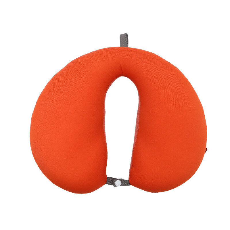 Ergonomic foam particle u pillow for business travel and home office comfort, orange
