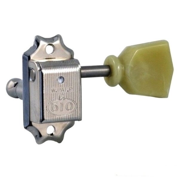 Колки локовые, автозажим, Gotoh SD510-MG-SL-N-(L3+R3), Vintage style, 3+3, никель, пластик, тюльпан