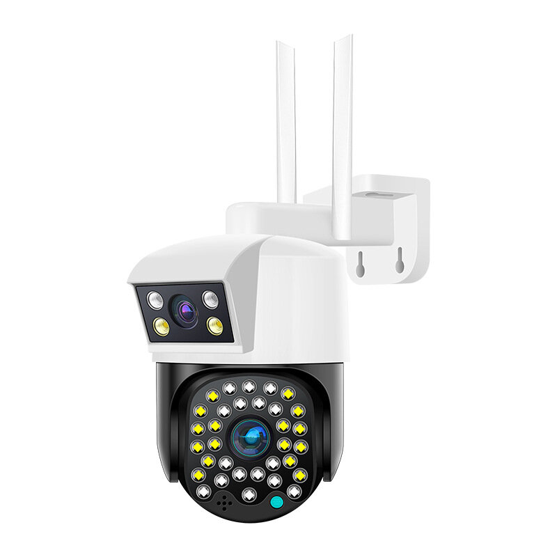 5MP WiFi наружная камера видеонаблюдения 360° с резервным питанием, двойным объективом и 128GB SD-картой
