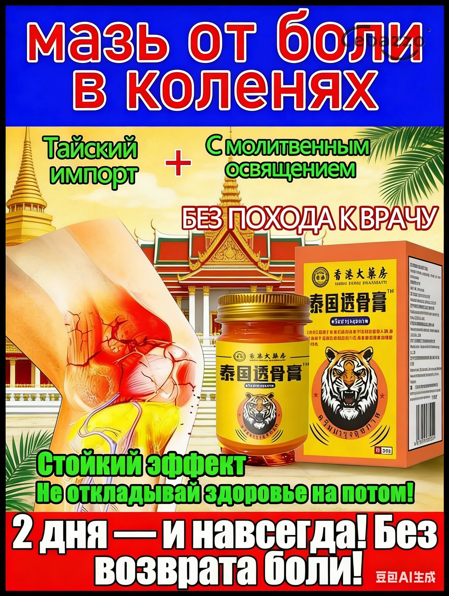 Мазь для наружного ухода при болях в коленях, 50 г для суставов обезболивающая