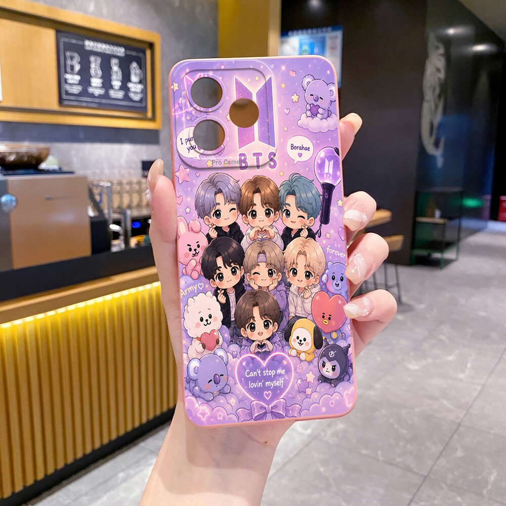 Для Realme C51/C53/Note 50/Narzo N53 6.74 inches чехол с мультяшным принтом BTS BT21 противоударный мягкий чехол
