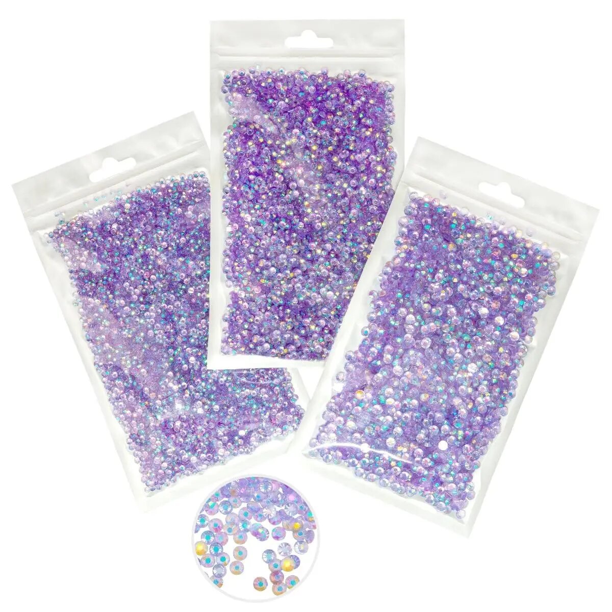 Стразы из смолы, Lt Purple AB, 2-4 мм, 16000 шт.