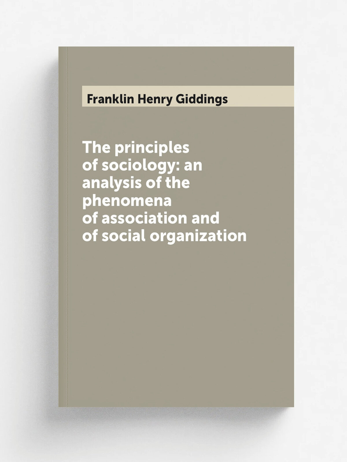 The principles of sociology: an analysis of the phenomena of association and of social organization