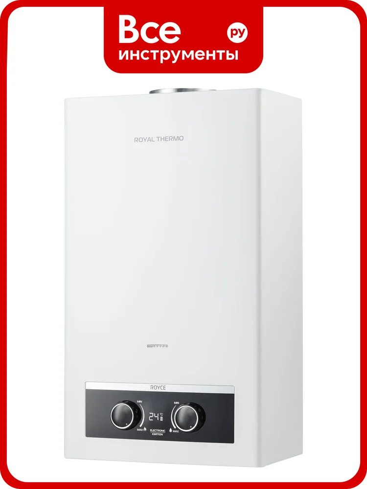 Газовая колонка ROYAL THERMO GWH 11 Royce НС-1584749, газовый проточный водонагреватель, настенный монтаж, белый корпус