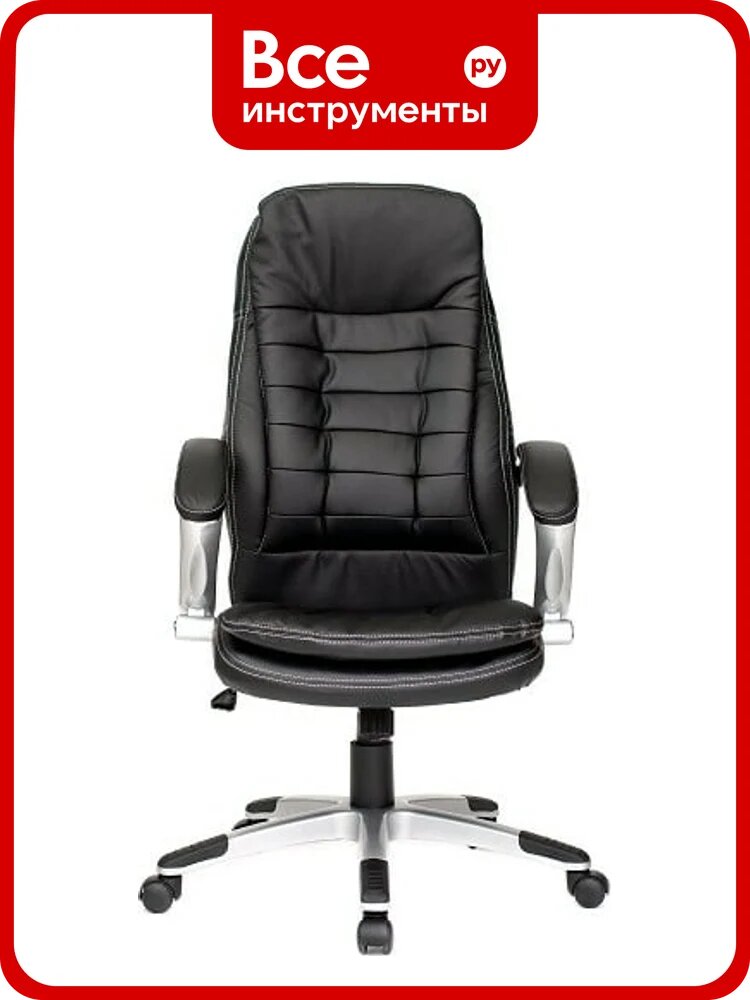 Кресло руководителя Хорошие кресла Robert 2206Н black, с подъемным механизмом, вращением и колесами, из экокожи