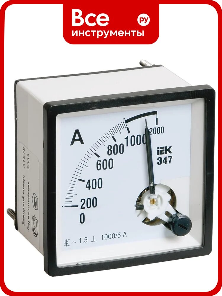 Амперметр IEK Э47 72x72мм 1000/5А кл. точн. 1.5 ИЭК IPA10-6-1000-E