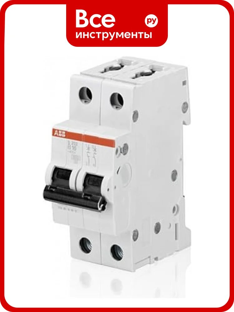 Автоматический выключатель ABB 2-полюсный S202 B25 2CDS252001R0255 тип B, монтаж на DIN-рейку, защита