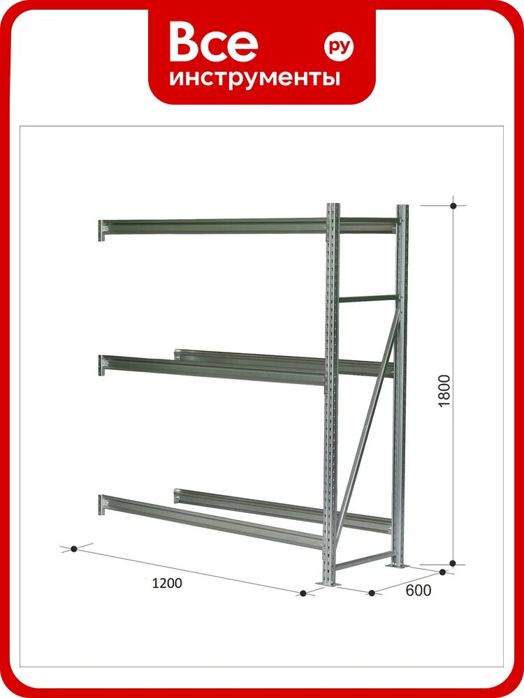 Стеллаж профессиональный Дополнительная секция Steller 180x120x60 см 7308919784