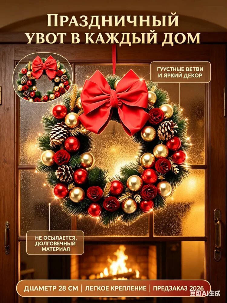 Венок диаметр 28 см, 1 шт
