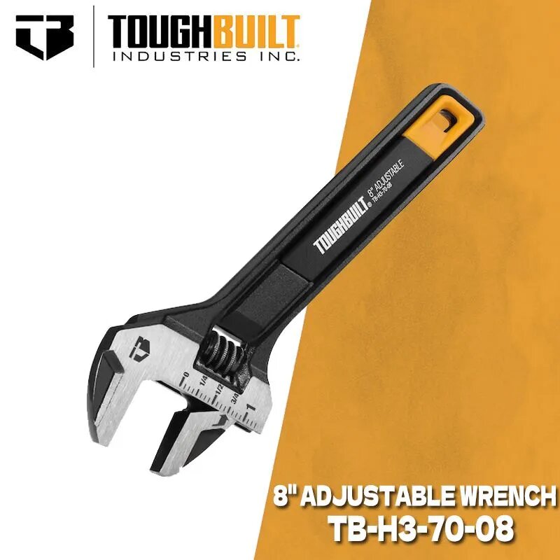 Разводной ключ 8 дюймов TOUGHBUILT TB-H3-70-08, регулируемый зев, универсальный монтажный инструмент