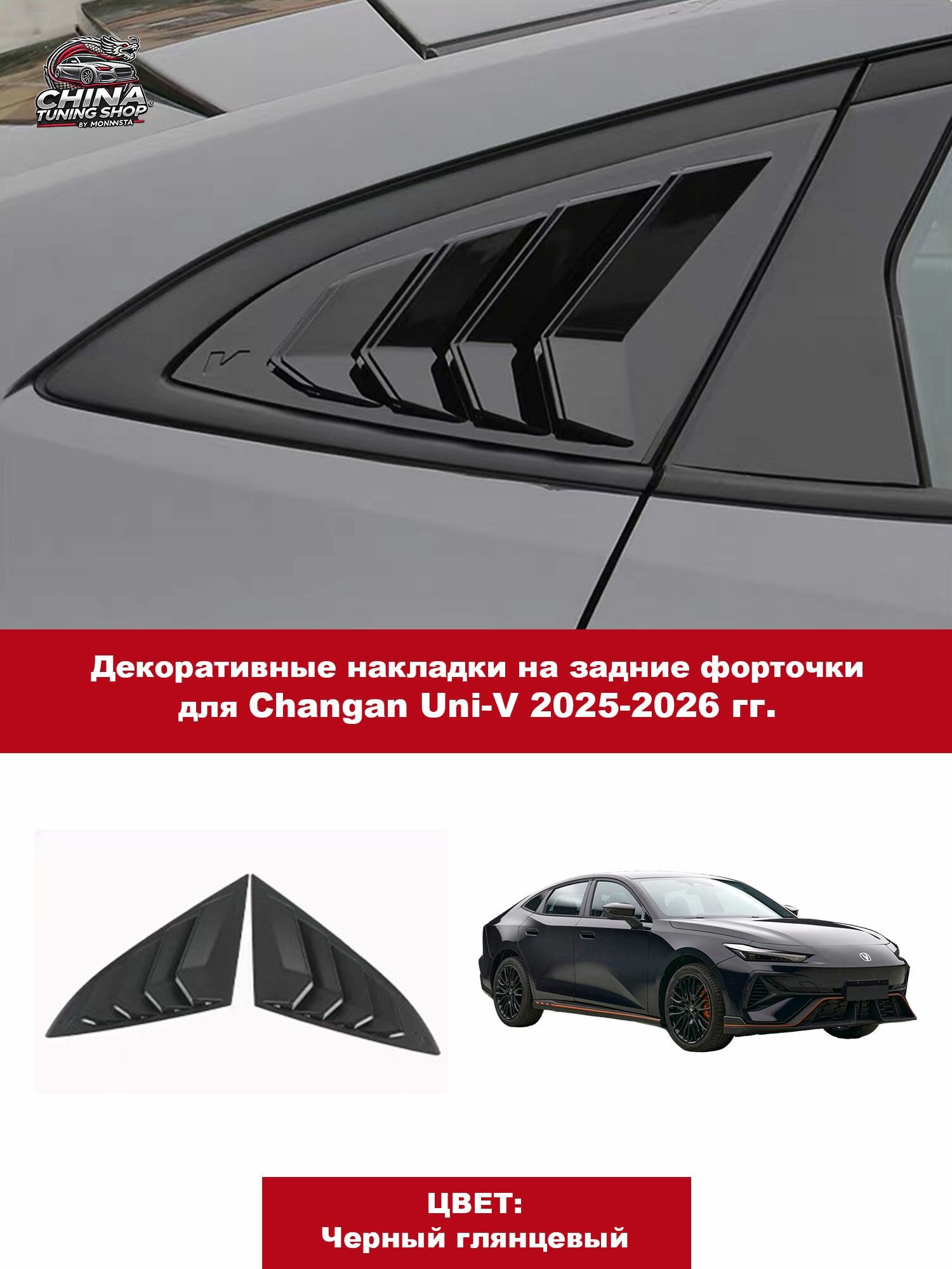 Декоративные накладки на задние форточки для Changan Uni-V