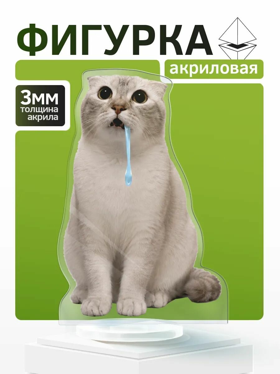 Акриловая фигурка Cat Drooling Кот со слюной Мем