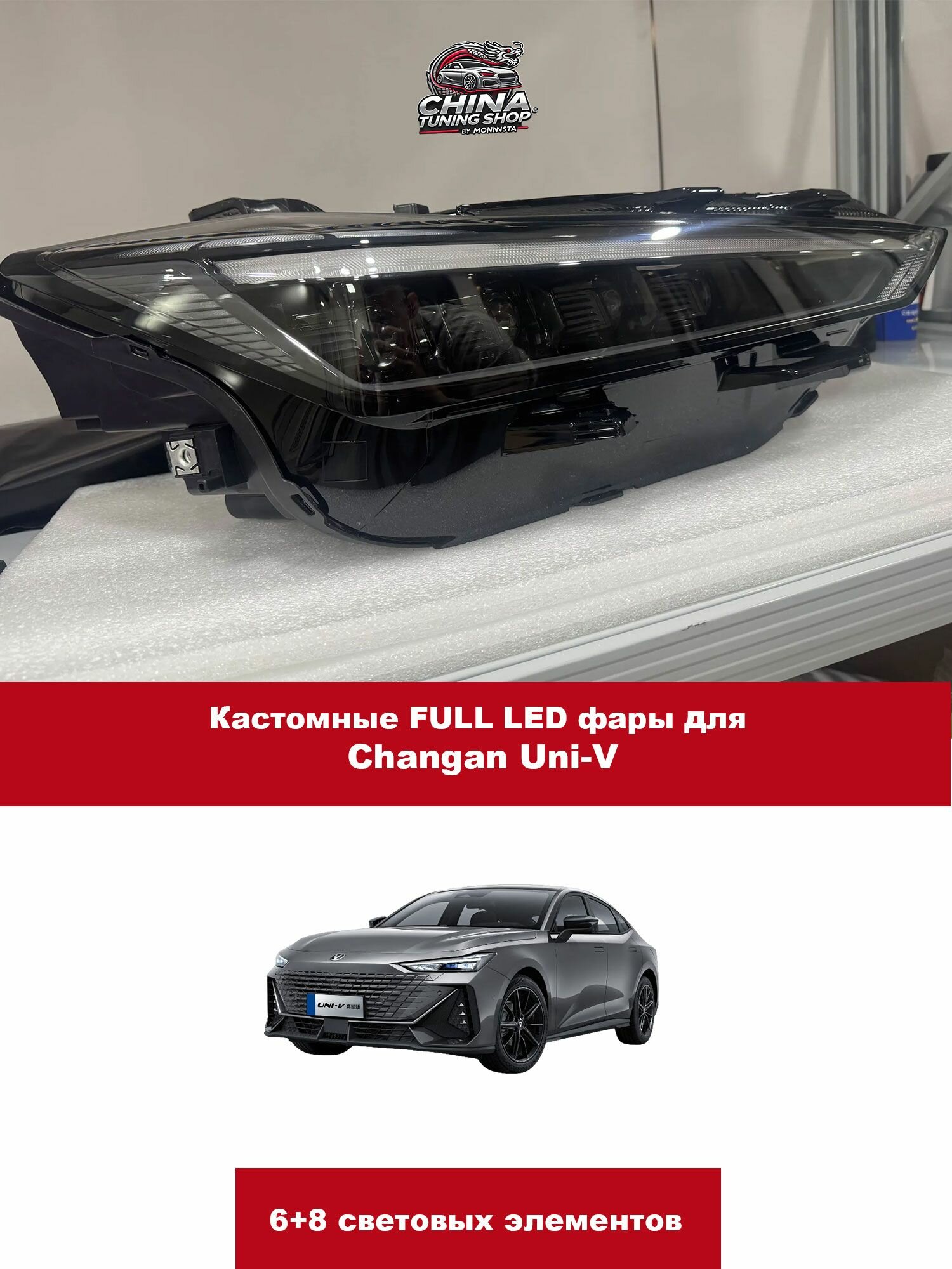 Кастомные FULL LED фары для Changan Uni-V