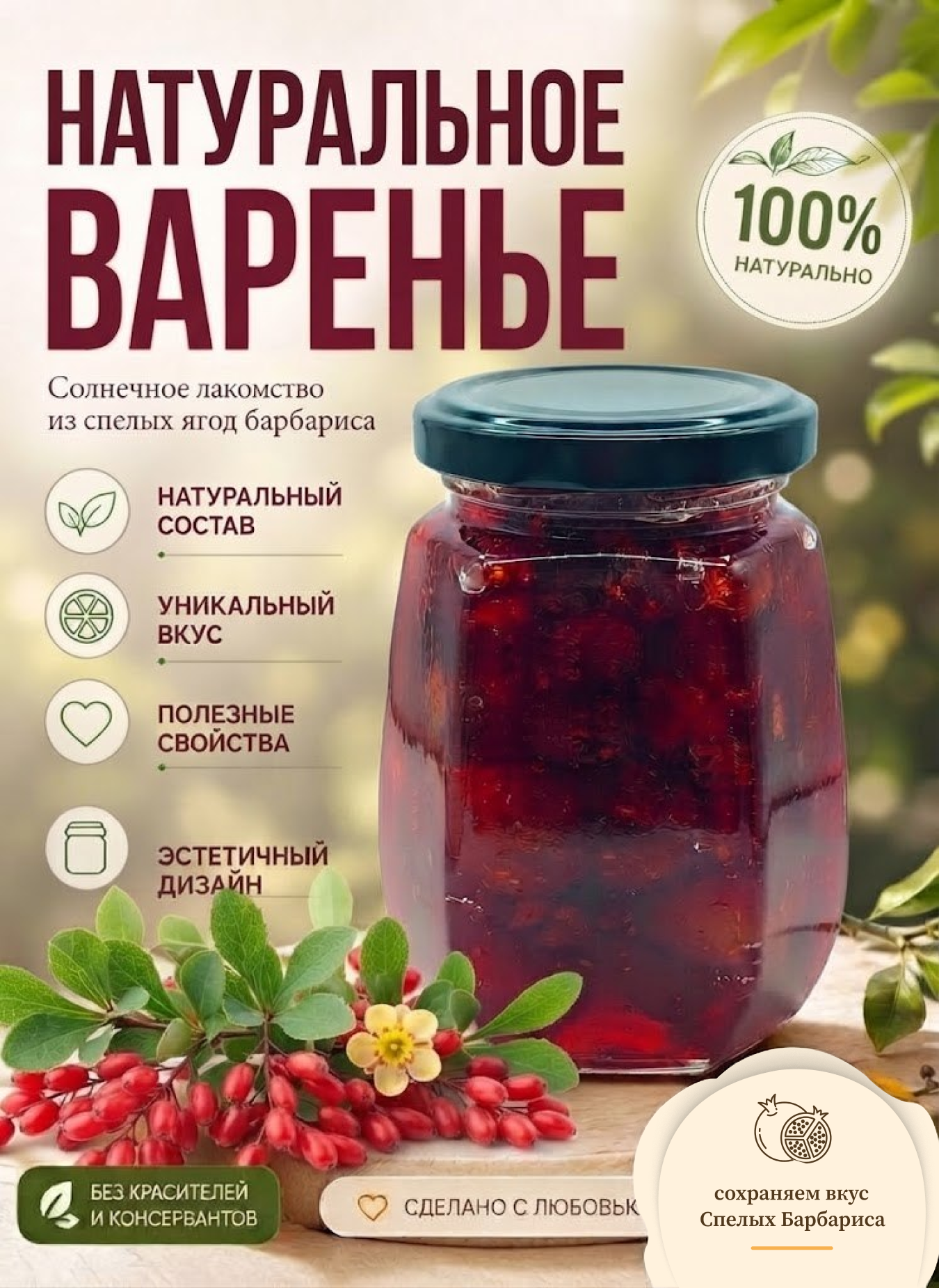 Варенье Барбарис Натуральный витаминный микс 360г