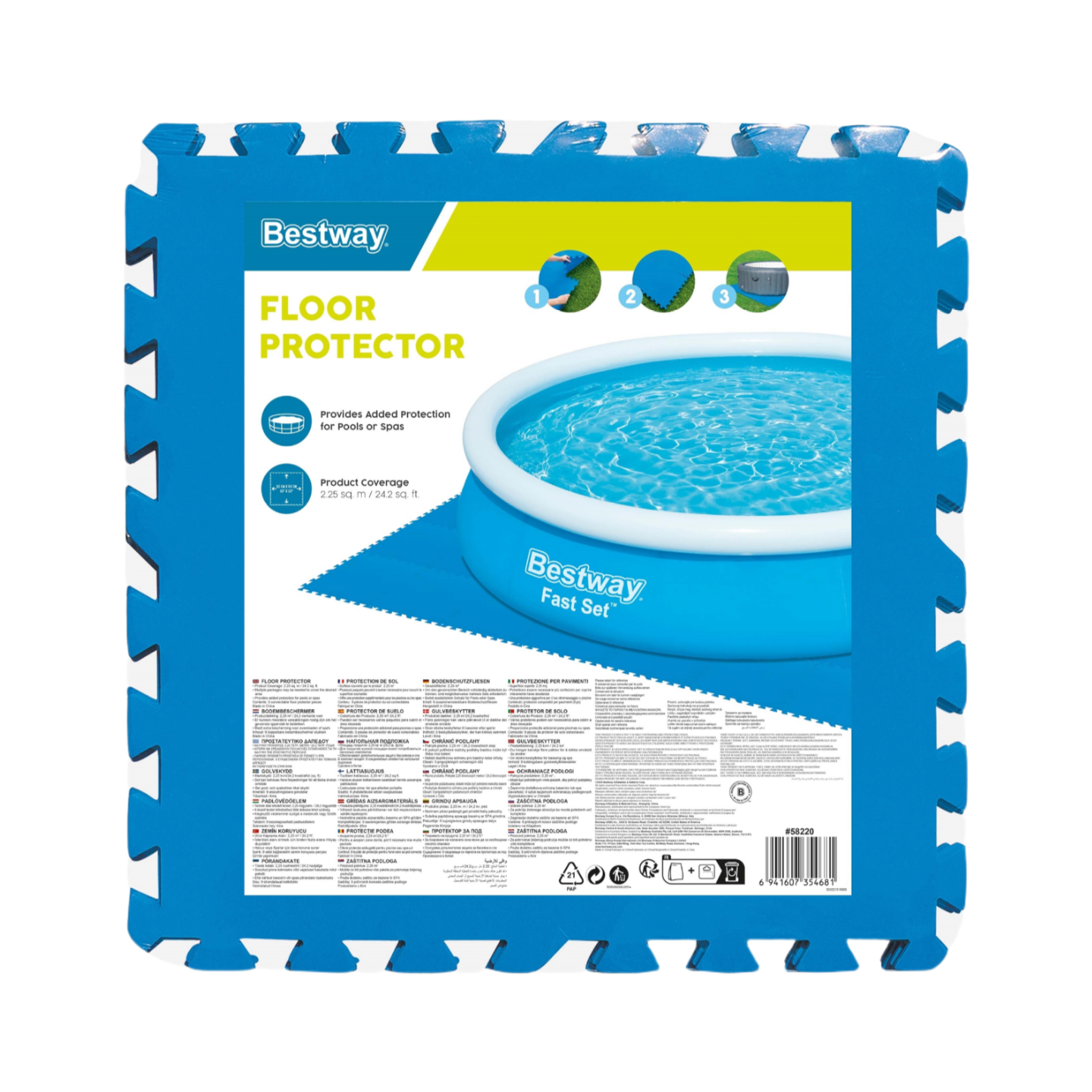 Мягкая модульная подстилка BestWay 58220 BW Пазл, 50 х 50 см, полиэтилен / ПВХ, синий