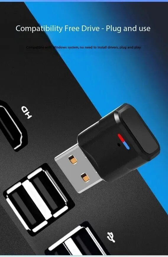 Адаптер Bluetooth 5.3 USB для PS5, PS4, Nintendo Switch, ПК, ноутбука, Черный, 1 шт — фото 1