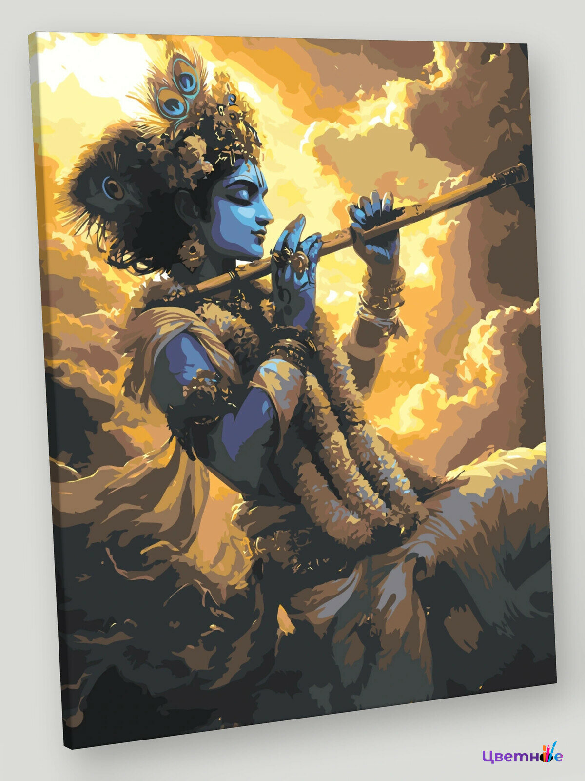 Картина по номерам на холсте с подрамником 40x50 "Чакры йога индуизм бог Кришна" Эзотерика Индия Религия