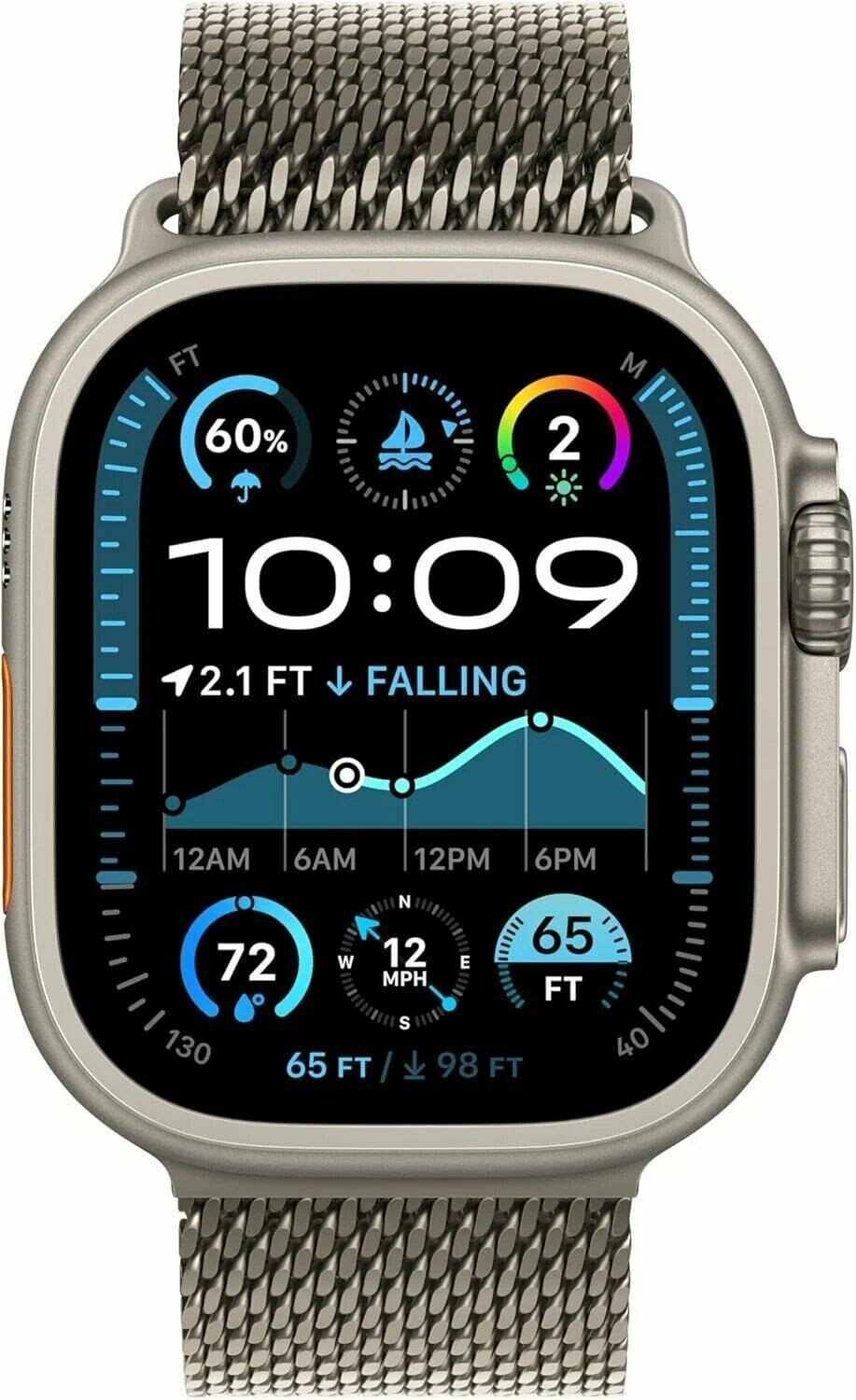 Смарт-часы Apple Watch Ultra 2 49 мм GPS + Cellular, Natural Titanium case with Natural Titanium Milanese Loop L